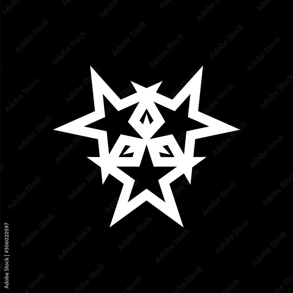 The combination of three stars forms a symbol. Flat design style ...