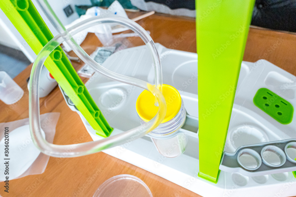 Chemistry laboratory setup with test tube and tubes and powder Stock ...