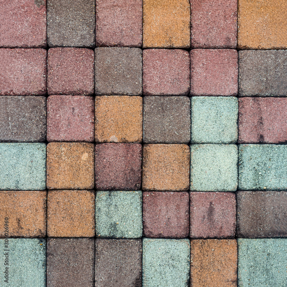 Brick pavement tile, top view. Urban texture as background. Stone ...
