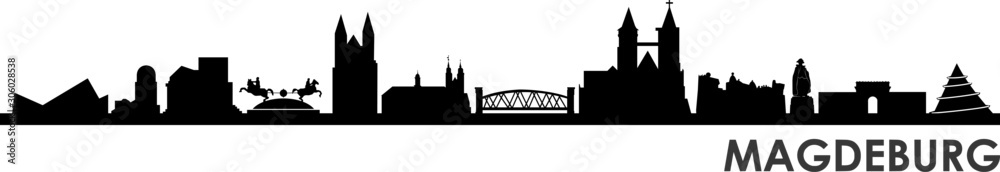Magdeburg City Skyline Vector Silhouette Stock Vector | Adobe Stock