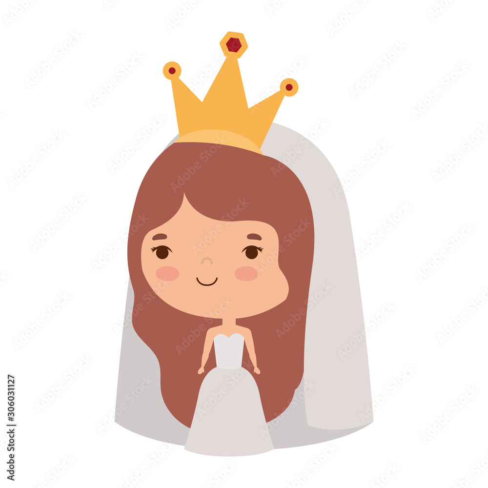 Bride cartoon with wedding dress vector design Stock Vector | Adobe Stock