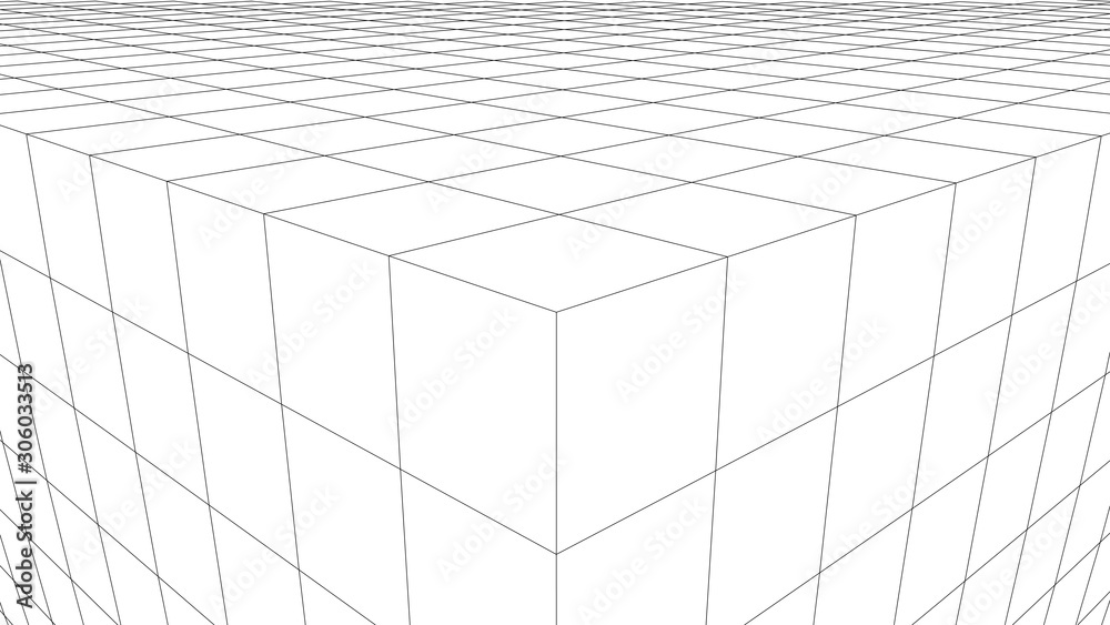 Vector perspective grid. Cube angle. Detailed lines on white background ...