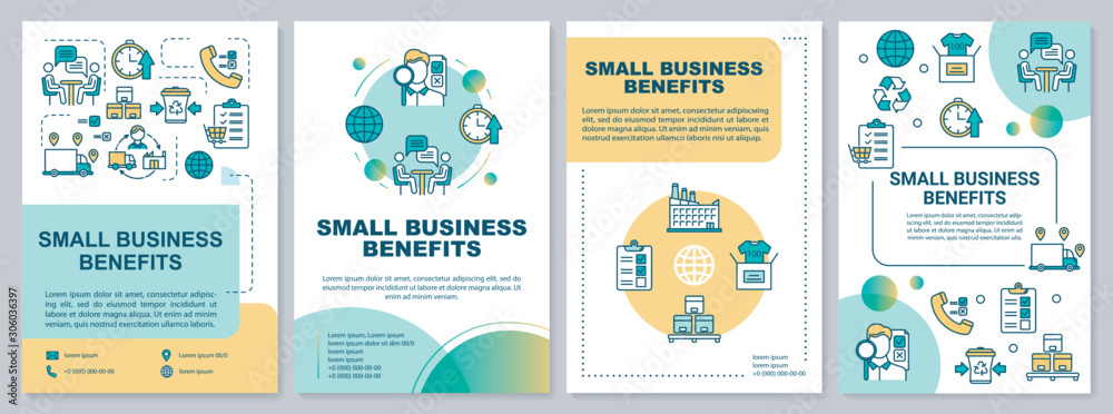 Small business benefits brochure template. Quality control. Flyer ...