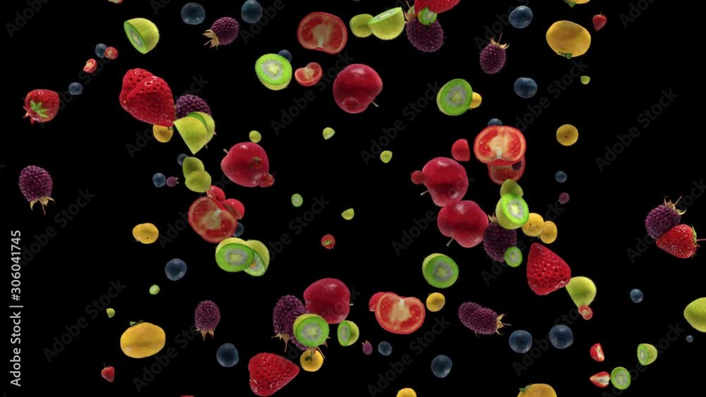 Vidéo Stock fruit fly on a white background from the center, fruit ...