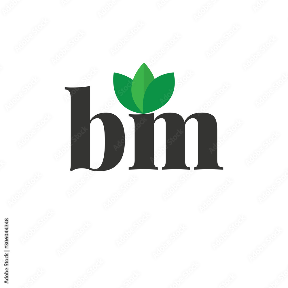 Initial Letter bm Green Leaf Logo Design Template. Green Design Logo ...
