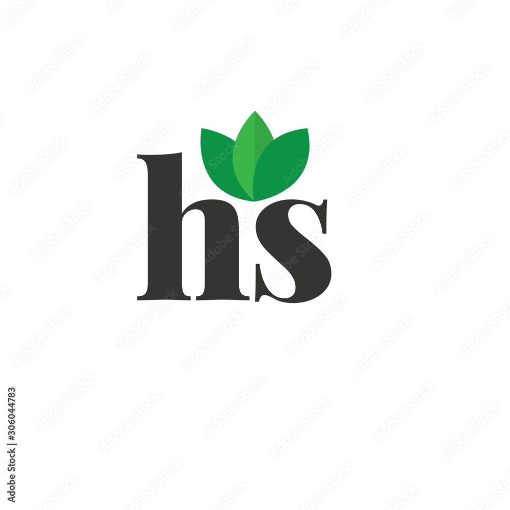 Initial Letter hs Green Leaf Logo Design Template. Green Design Logo ...