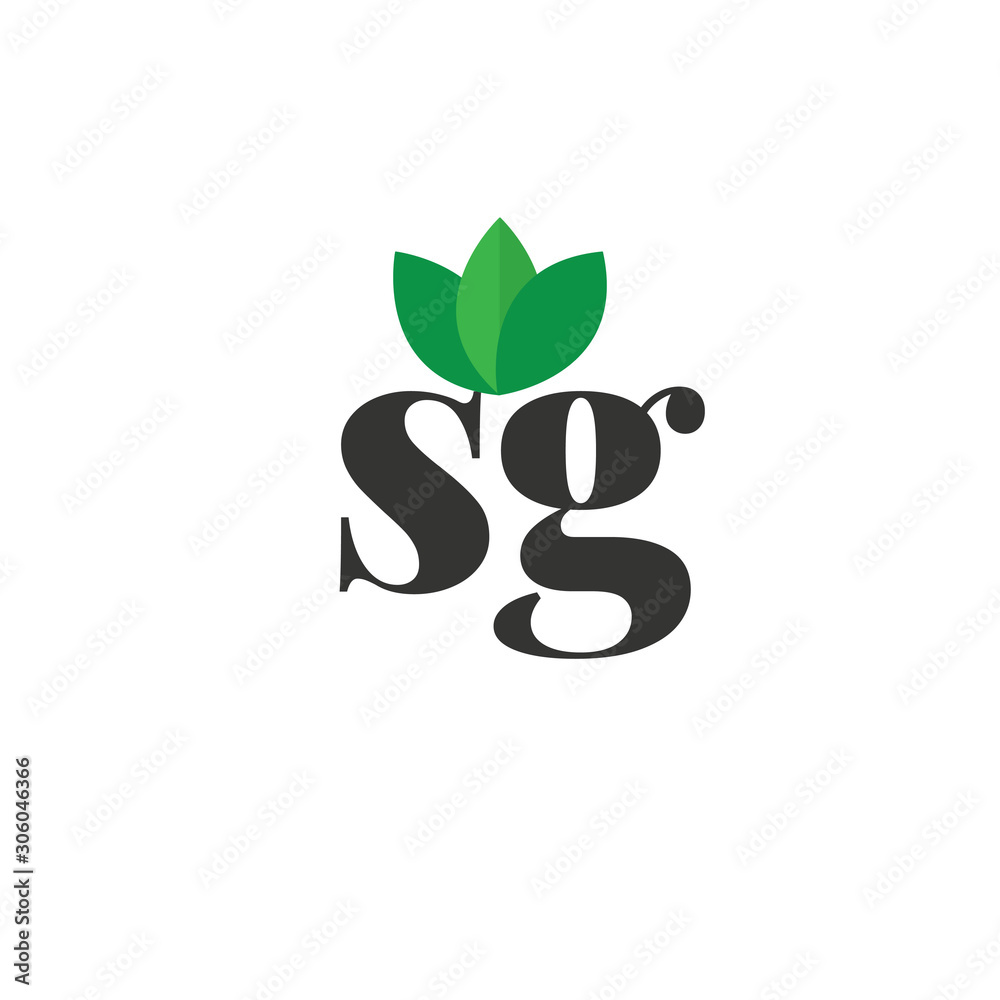 Initial Letter sg Green Leaf Logo Design Template. Green Design Logo ...
