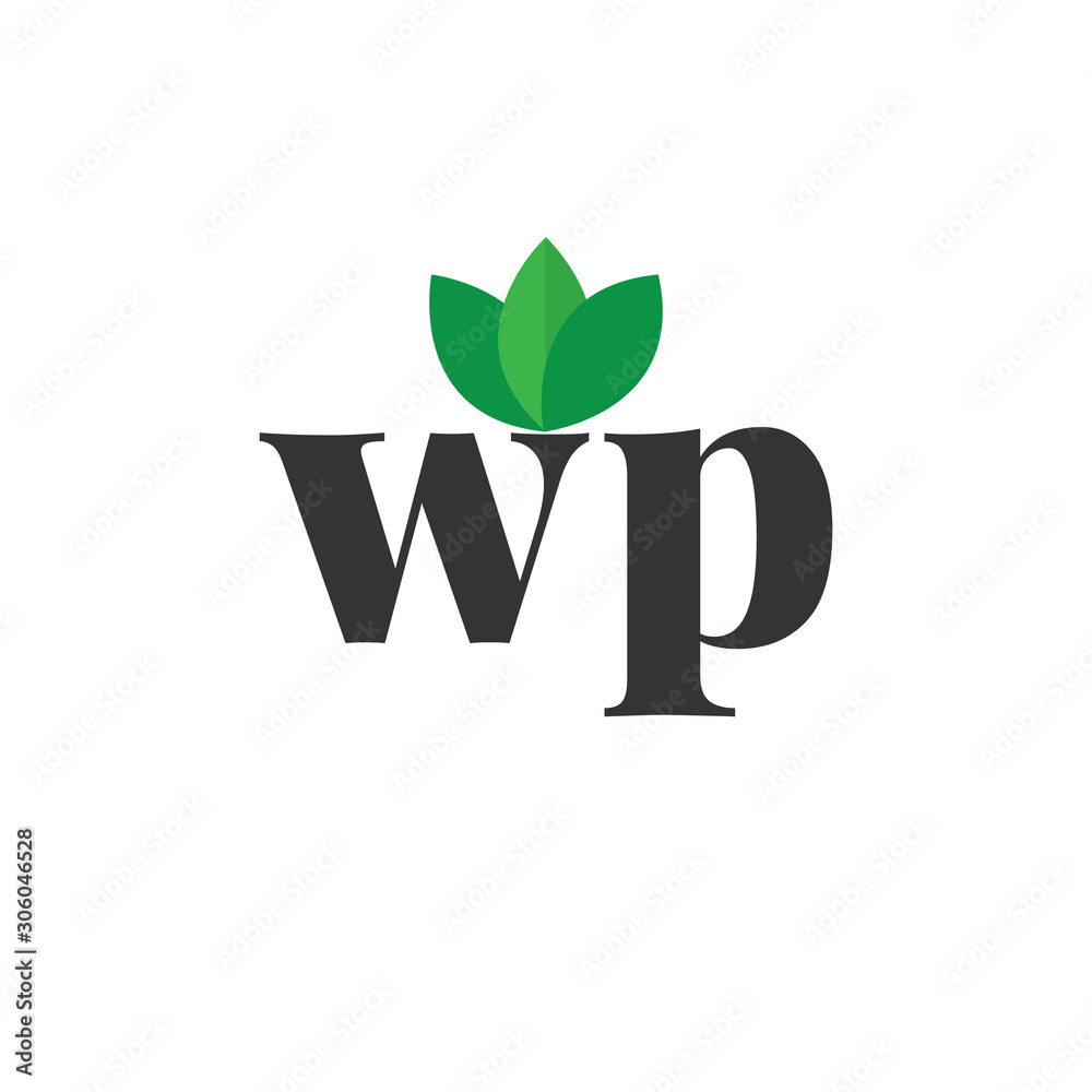 Initial Letter wp Green Leaf Logo Design Template. Green Design Logo ...