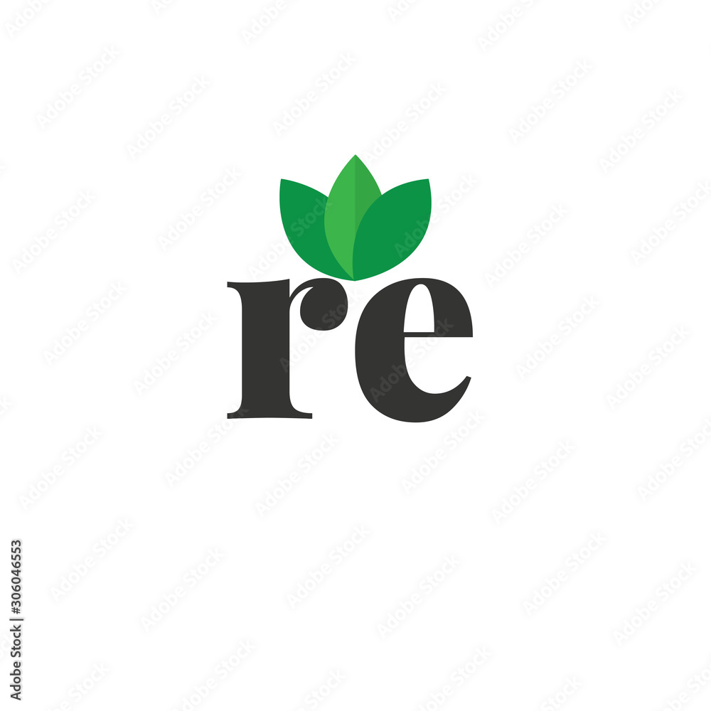 Initial Letter re Green Leaf Logo Design Template. Green Design Logo ...
