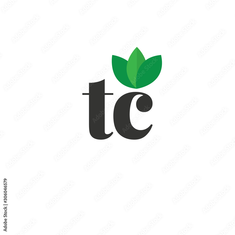 Initial Letter tc Green Leaf Logo Design Template. Green Design Logo ...