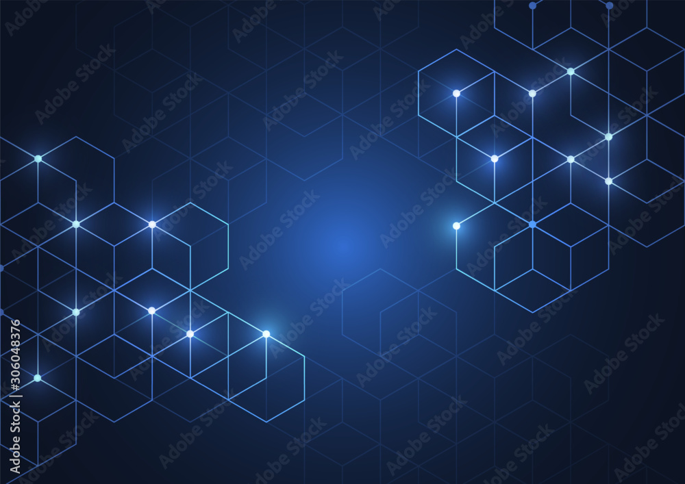 Abstract boxes background. Modern technology with square mesh ...