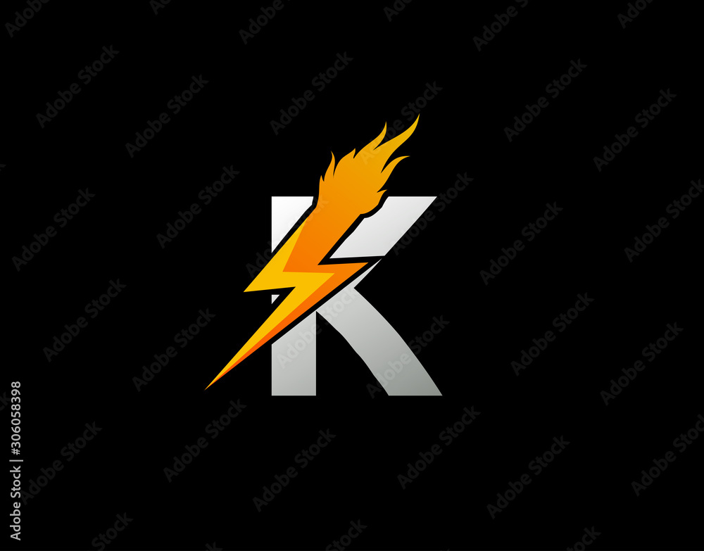 Letter K Logo In Fire