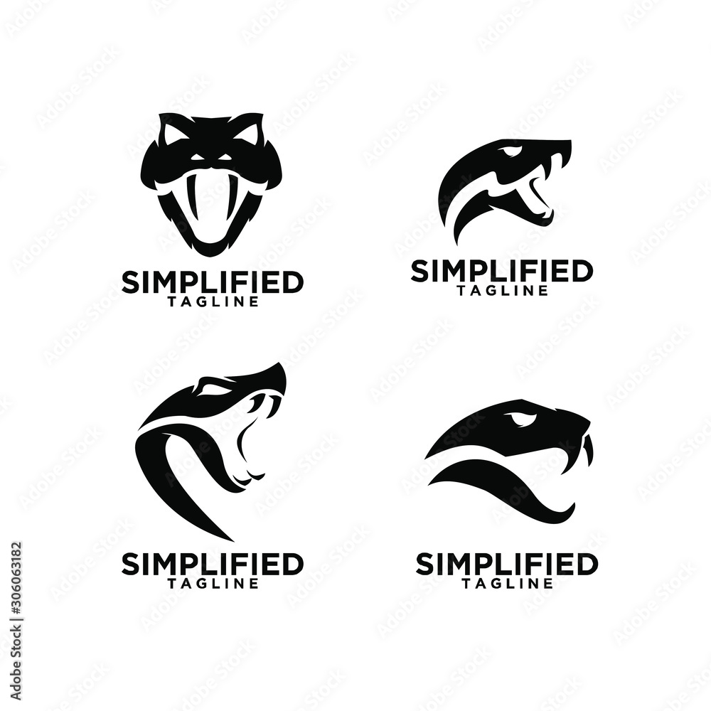 set of viper snake head logo icon design vector de Stock | Adobe Stock