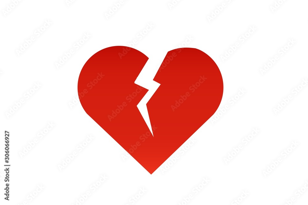 broken heart sign. heart crack logo illustration Stock Illustration ...