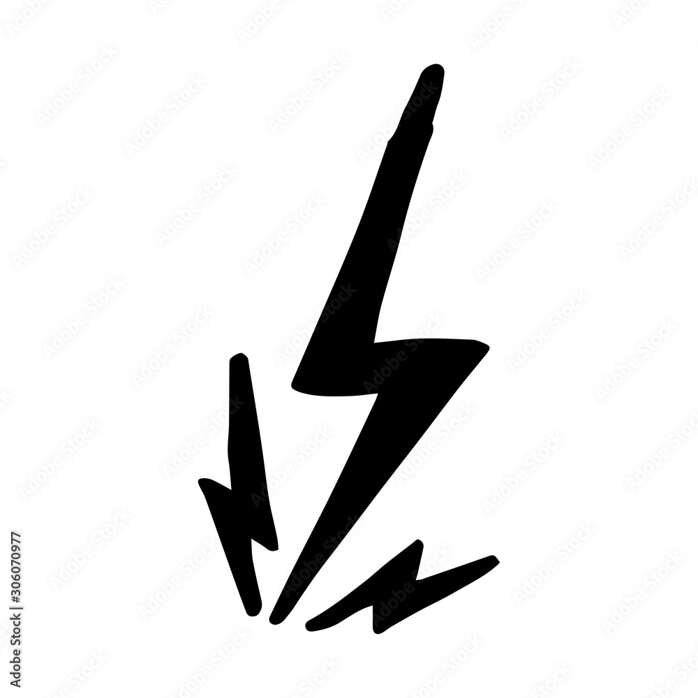 hand drawn vector doodle electric lightning bolt symbol sketch ...