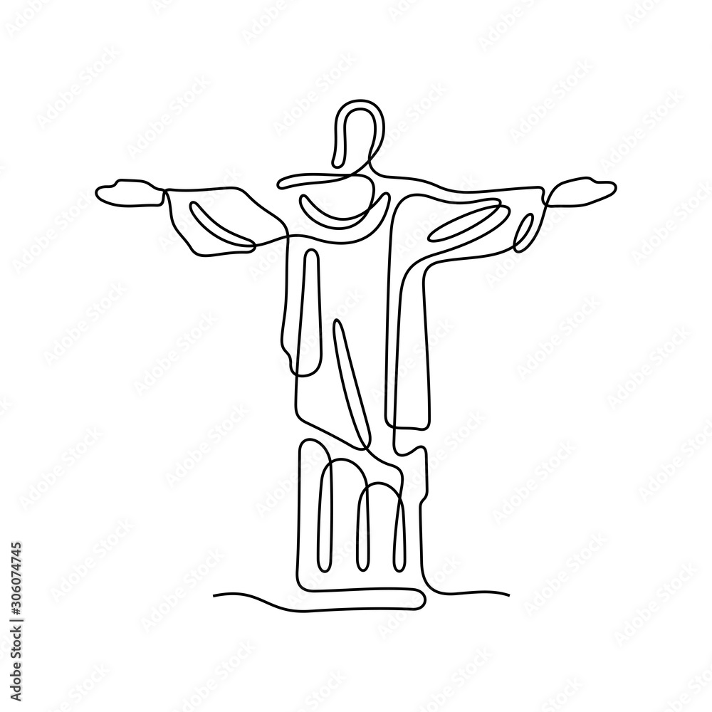 Jesus Christ continuous line vector illustration. Stock Vector | Adobe ...