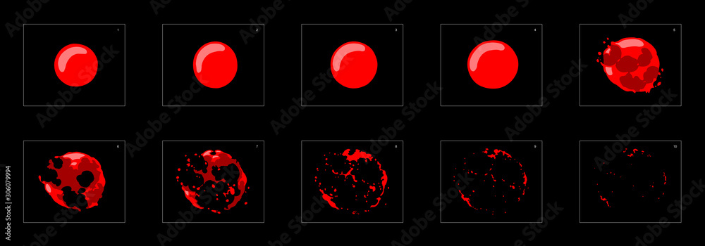 fire bubble explosion animation effect. fire bubble sprite sheet ...