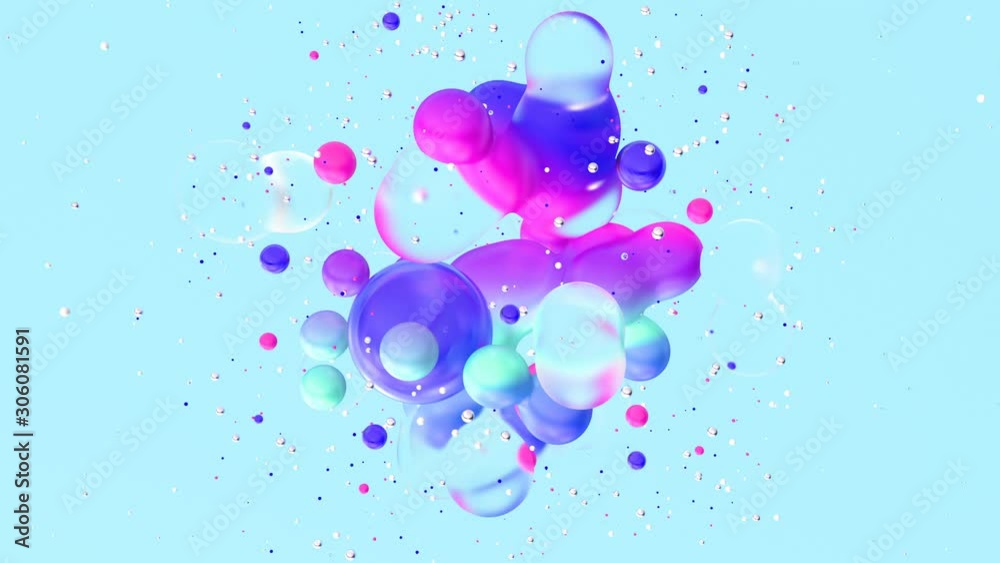 Abstract 3d video background with liquid balls and motion elements ...