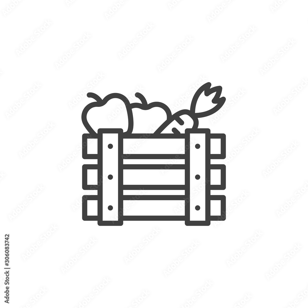 Fruits crate box line icon. linear style sign for mobile concept and ...
