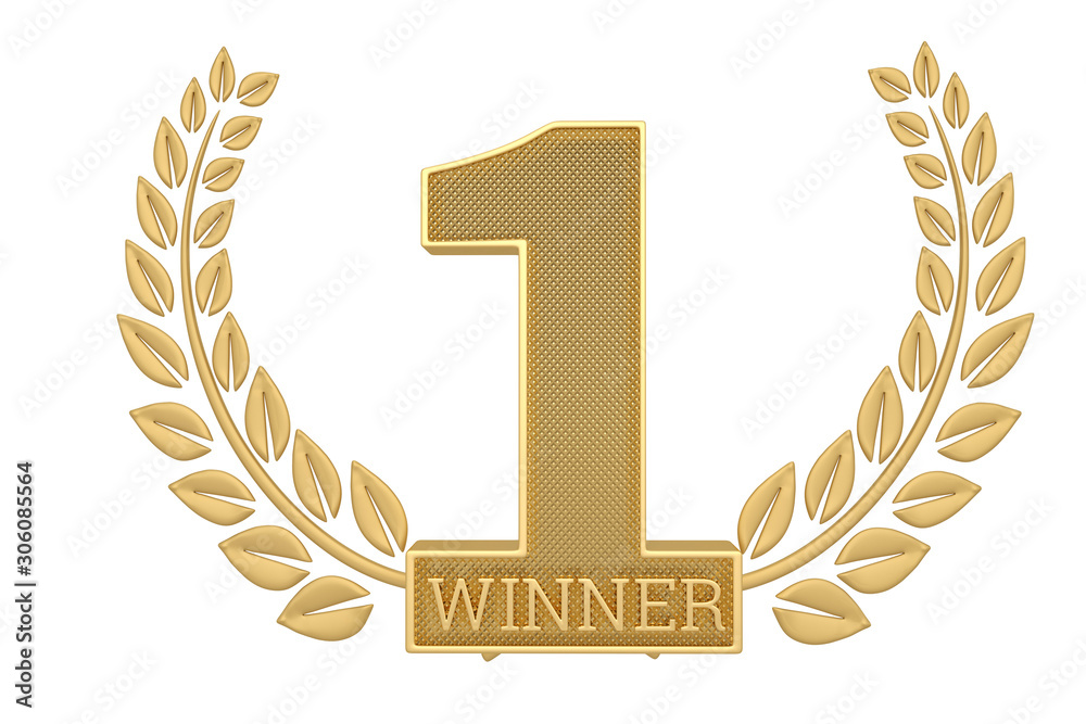 First place competition winner. Win award. Champion celebration with ...