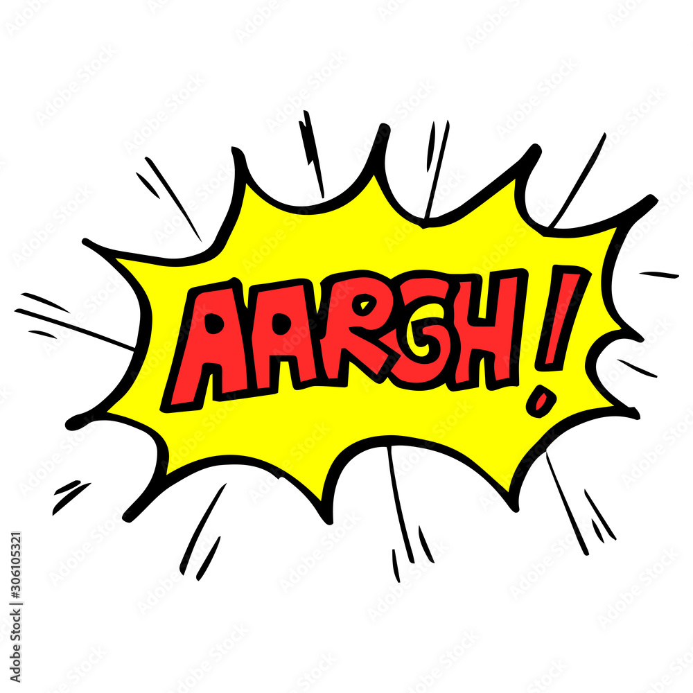 Hand drawn comic speech bubbles with emotion and text aargh. vector doodle comic explosion ...