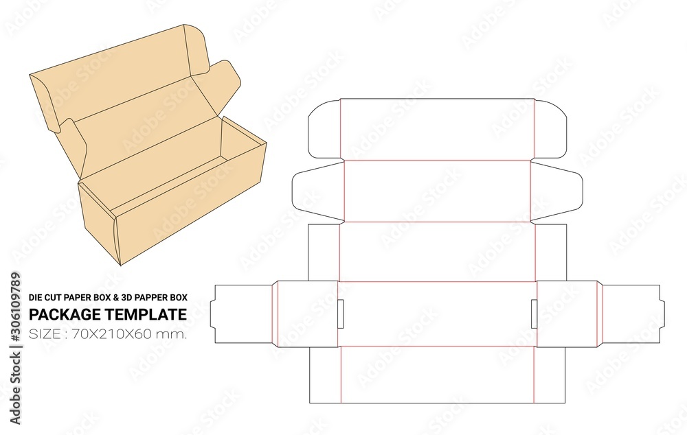 Package Template Die Cut Paper Box & 3D Paper Box Stock Photo | Adobe Stock