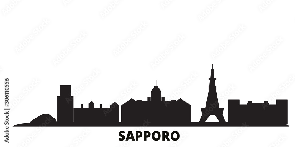 Japan, Sapporo city skyline isolated vector illustration. Japan ...