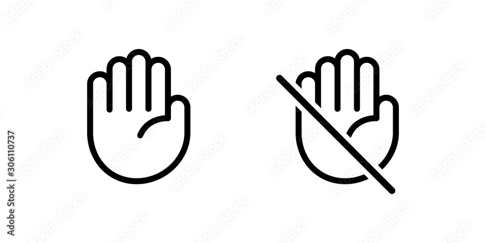 Do not touch hand icon. Isolated lined logotype design element. User ...