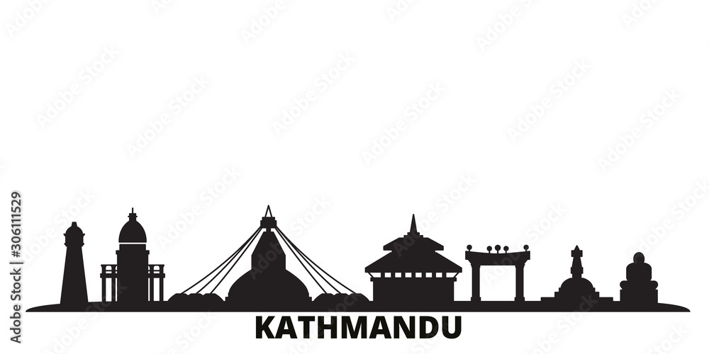 Nepal, Kathmandu city skyline isolated vector illustration. Nepal ...