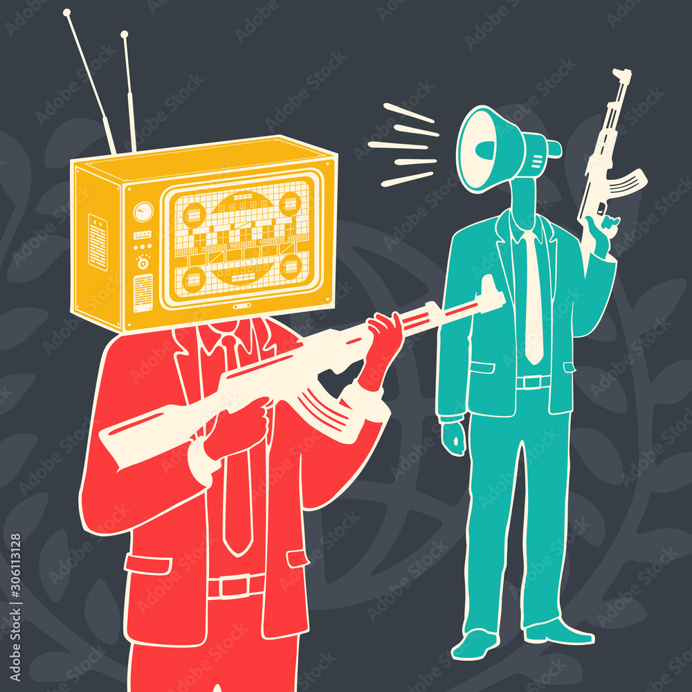 Vector Illustration Concept Media Propaganda Weapon for Information War ...