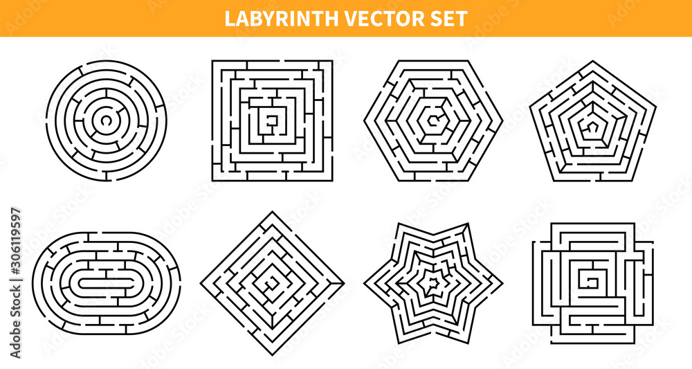 Labyrinth Game Vector Set Stock Vector | Adobe Stock