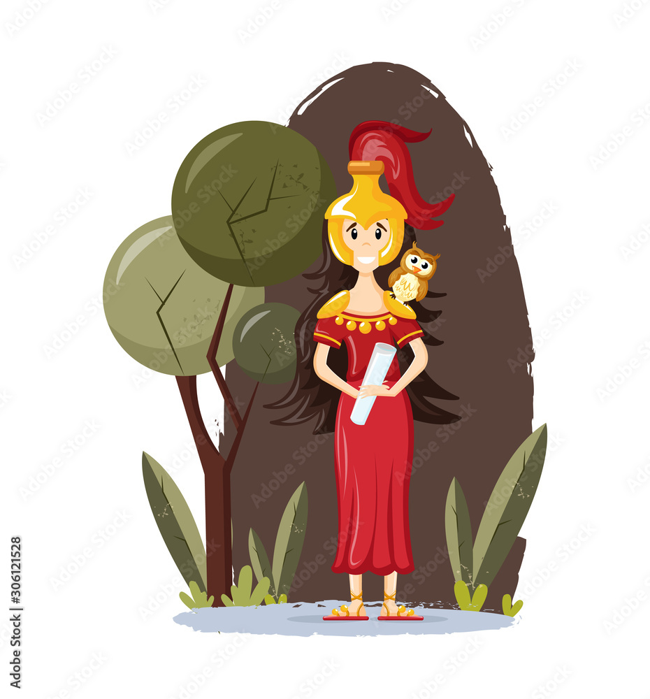 Ancient greek mythological goddess Athena vector cartoon illustration ...