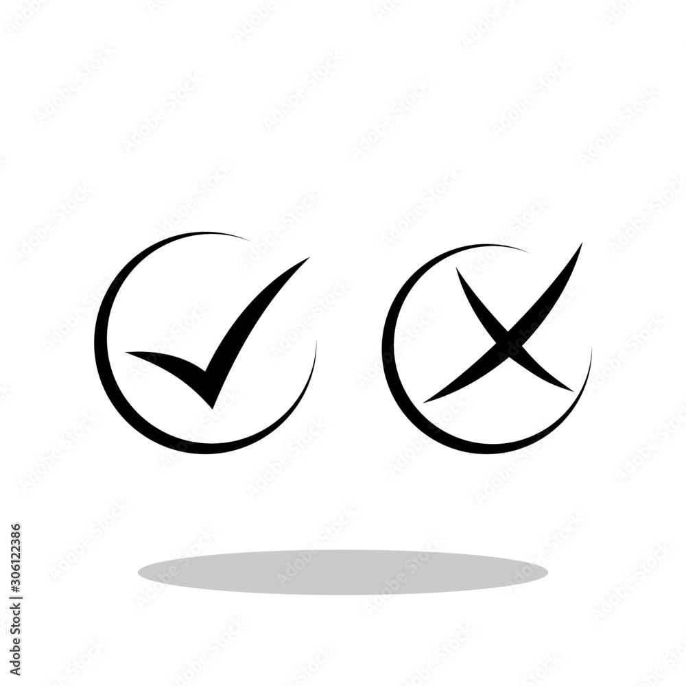 Tick and Cross icon in flat style. True & False symbol for your web ...