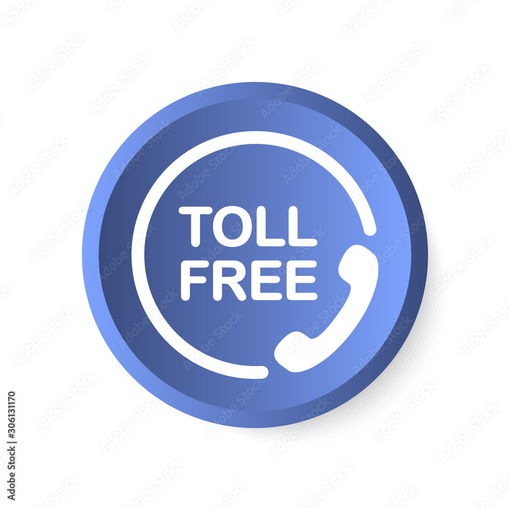 Toll free button. Attendance number symbol.White and blue icon. Stock ...