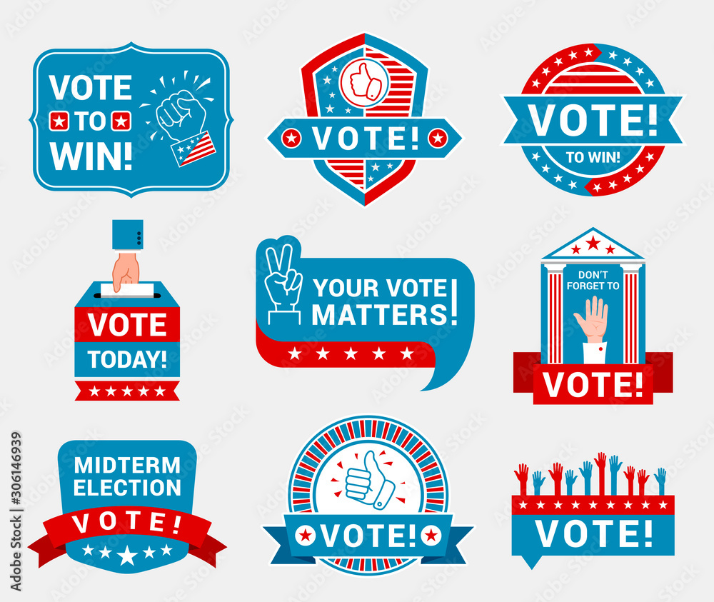 Encourage voting badges and stickers vector templates set Stock Vector ...