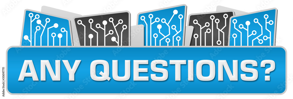 Any Questions Blue Grey Circuit Elements On Top Horizontal Stock ...