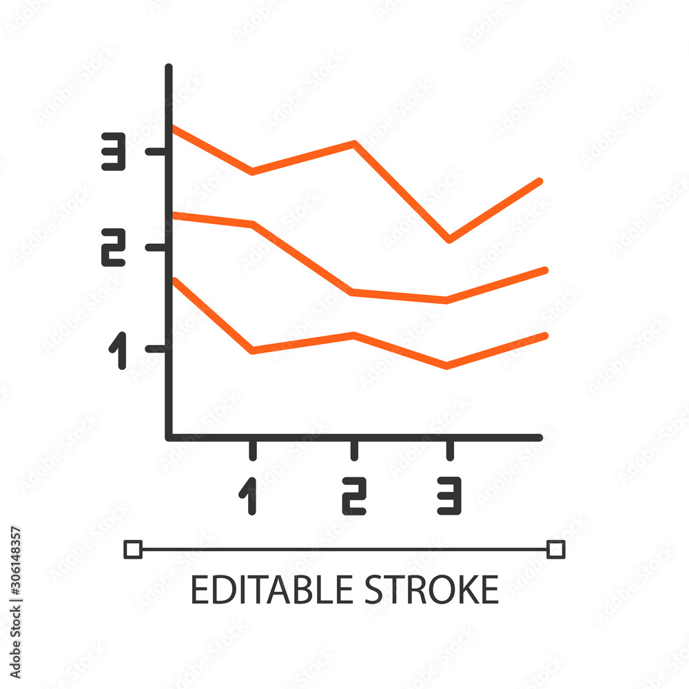 Area chart linear icon. Increasing graph with segments. Marketing ...