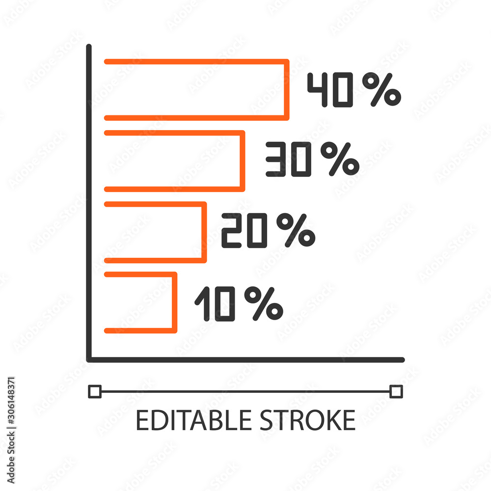 Horizontal histogram linear icon. Rising interest rate chart ...