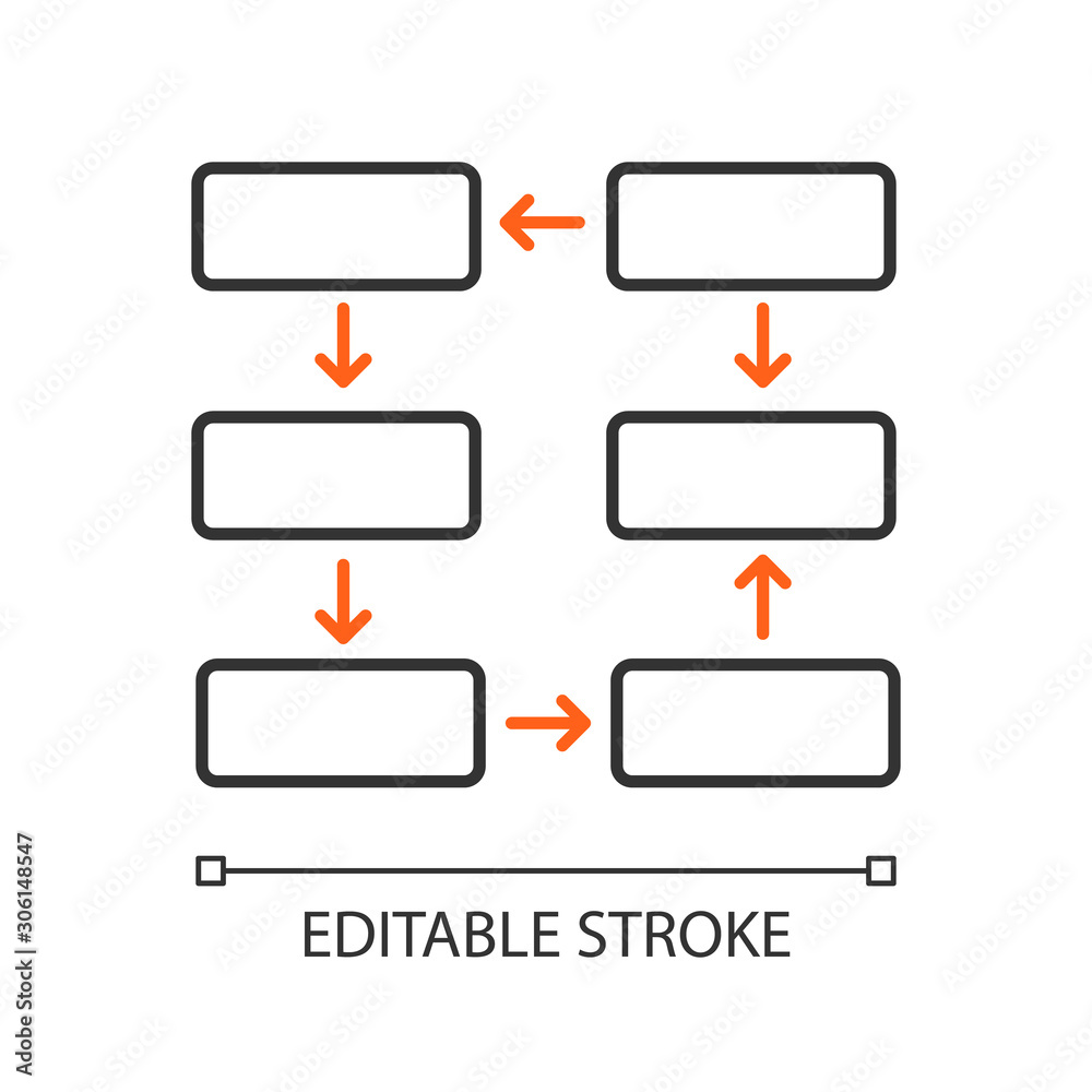 Connection diagram linear icon. Wiring chart. Progress stages. Network ...