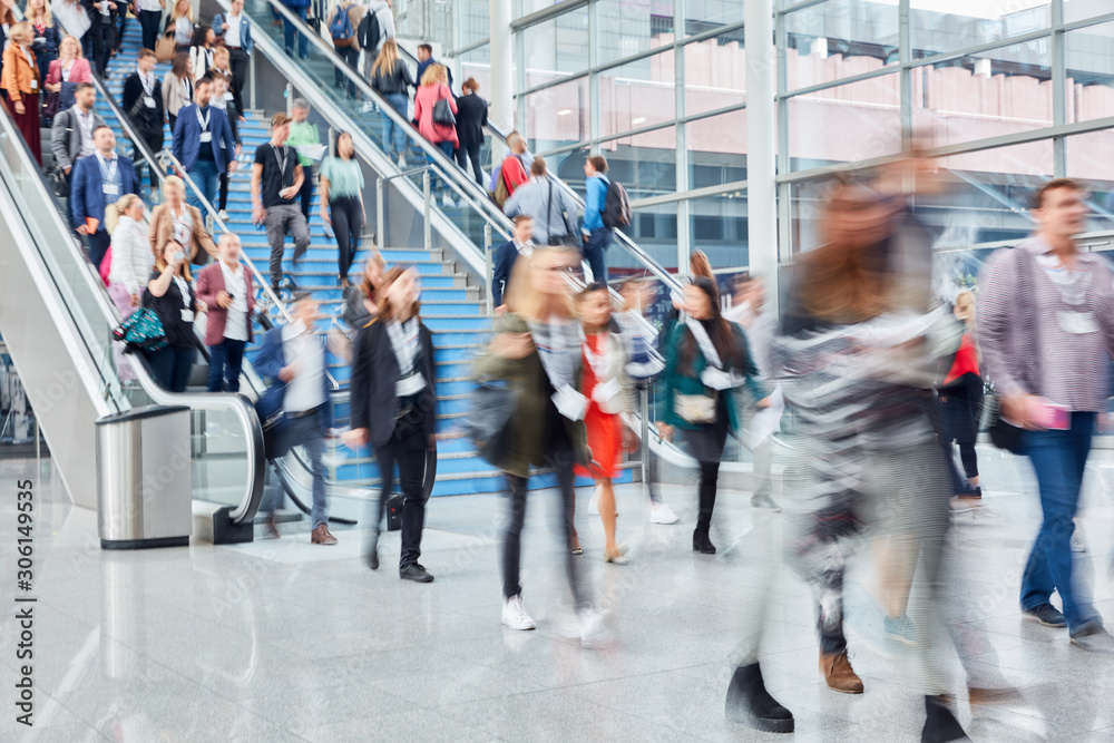 Blurred crowd of people at trade fair event Stock Photo | Adobe Stock