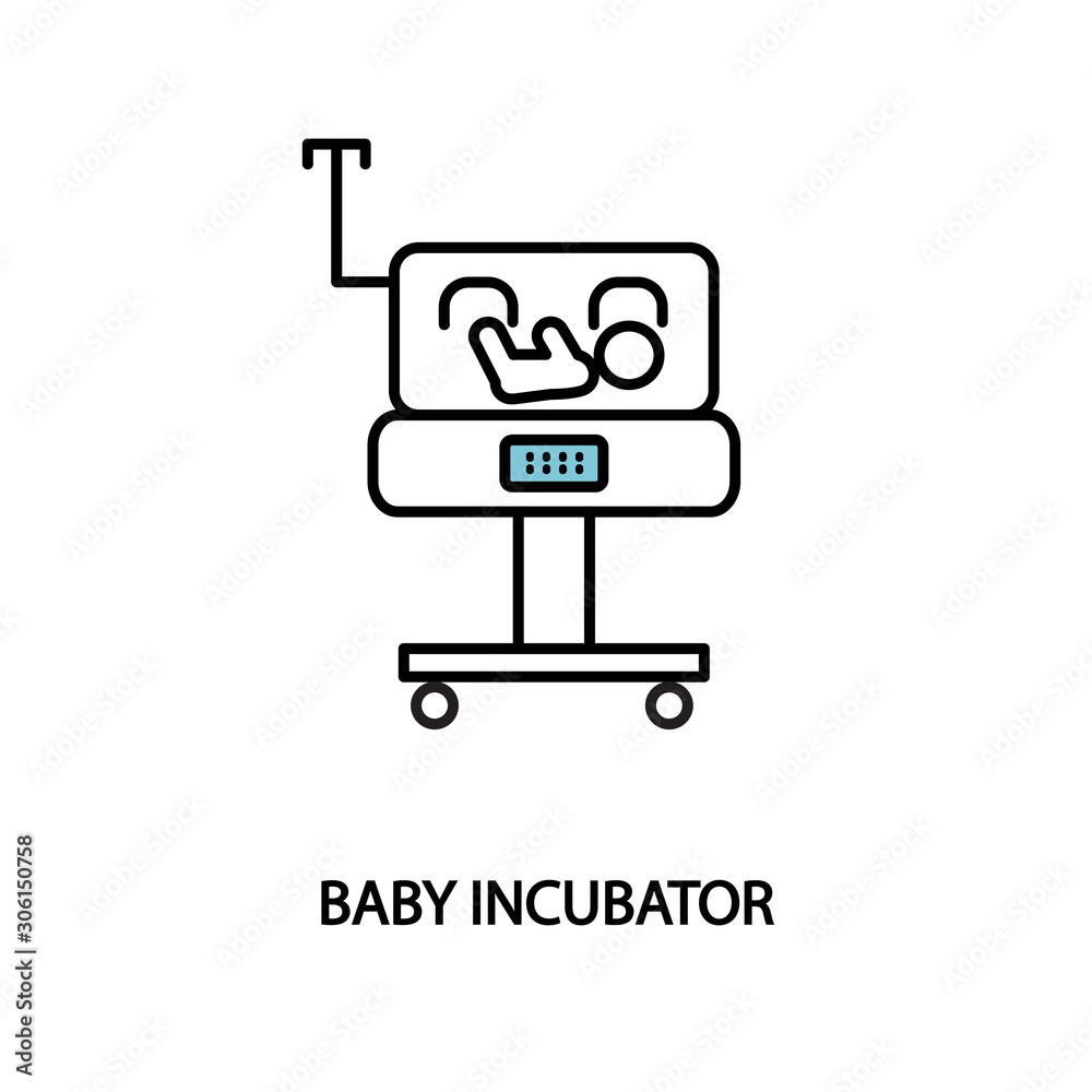 Baby incubator line icon. Neonatal intensive care unit. Premature 素材庫向量 ...