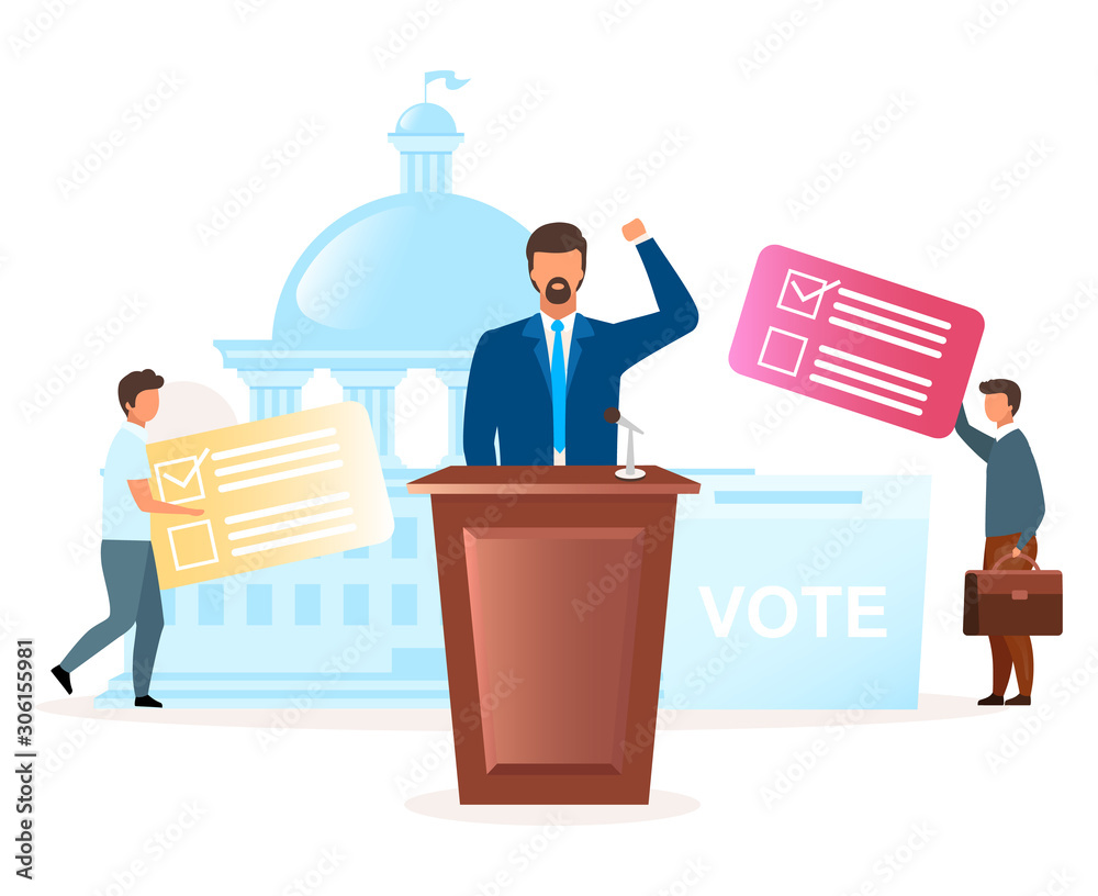 Political system metaphor flat vector illustration. Election campaign ...