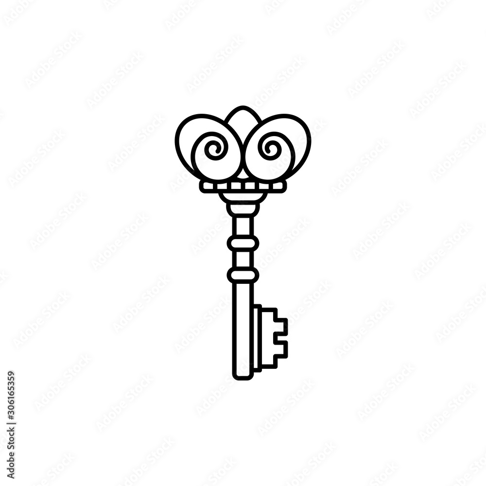 Outline skeleton vintage key. Vector logos and signs in linear style ...
