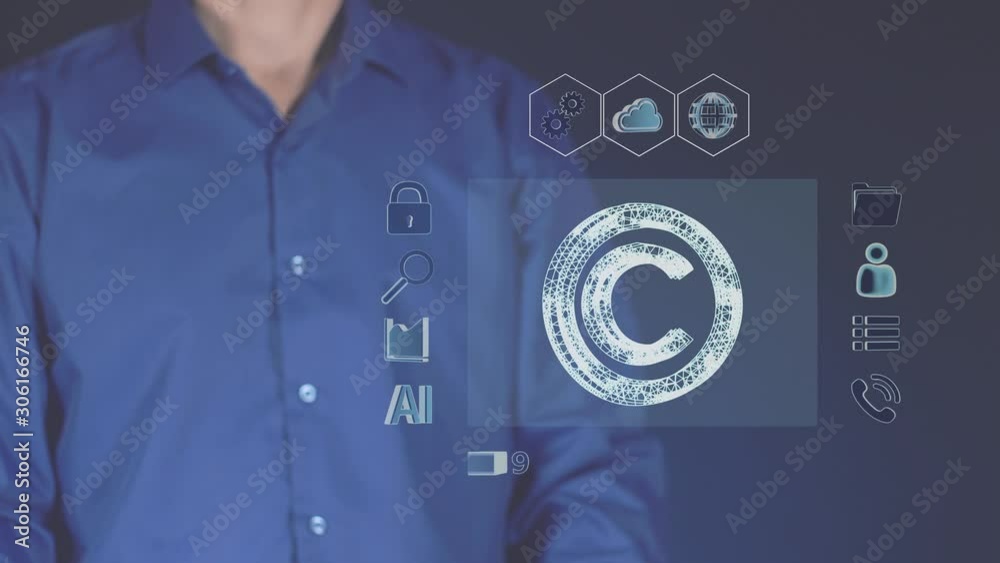 Vídeo do Stock: The concept of modern copyright. The technology of ...