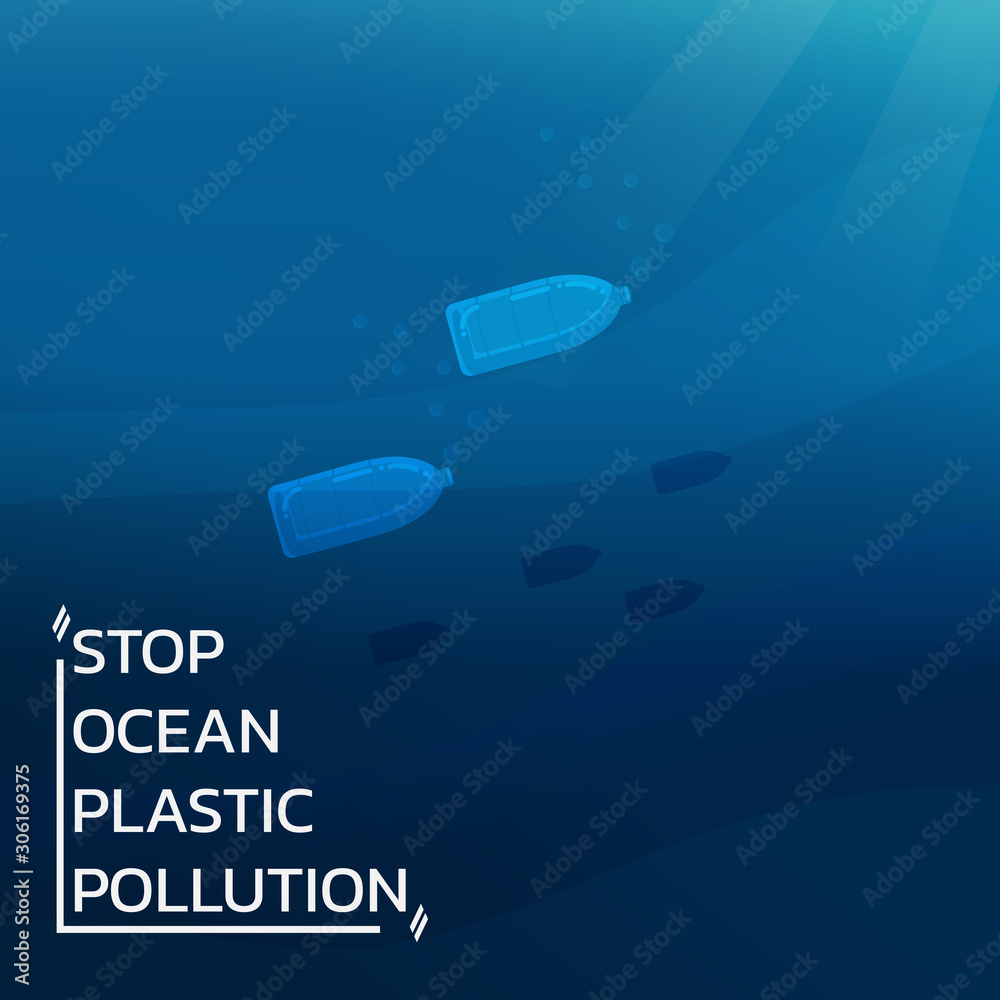 stop ocean plastics environmental pollution concept, plastics bottle ...