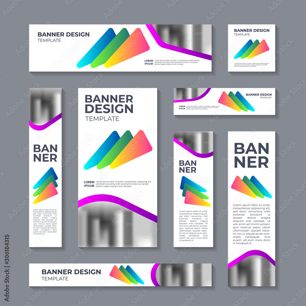 Set of most effective web banner sizes, layout background design ...