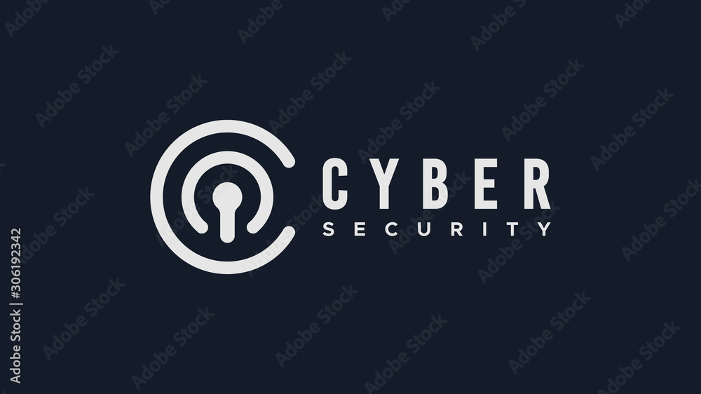 Abstract Lock Sign Letter C Cyber Security Logo Design Template Element ...