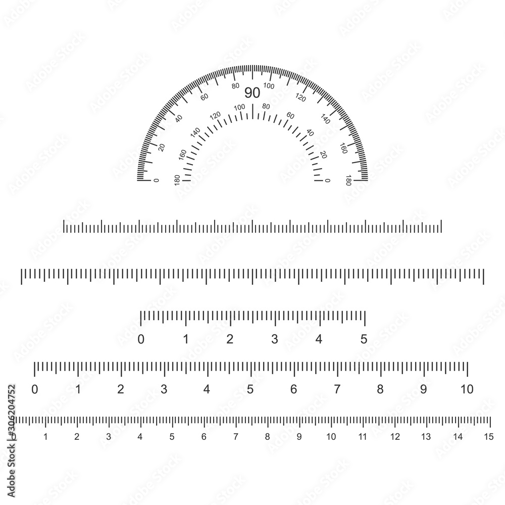 Black scale for rulers. Different units of measurement. Vector ...