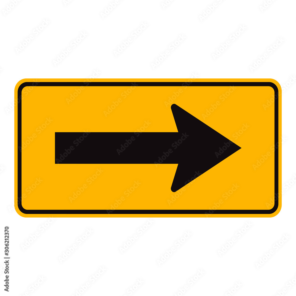 Warning Go Right By The Arrows Traffic Road Sign,Vector Illustration ...