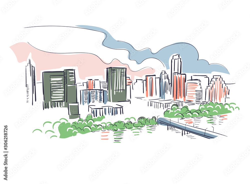 Austin Texas usa America vector sketch city illustration line art Stock ...